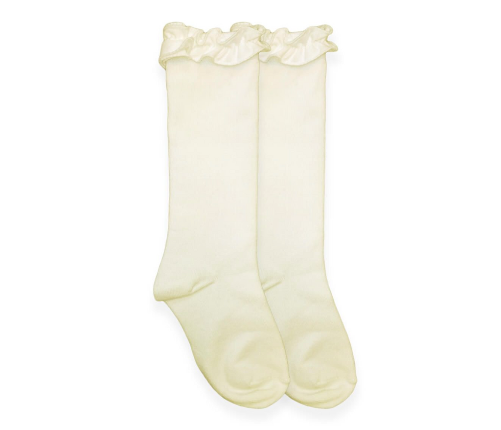 Jefferies Knee High Ruffle Sock Ivory – Sugar Dumplin' Kids